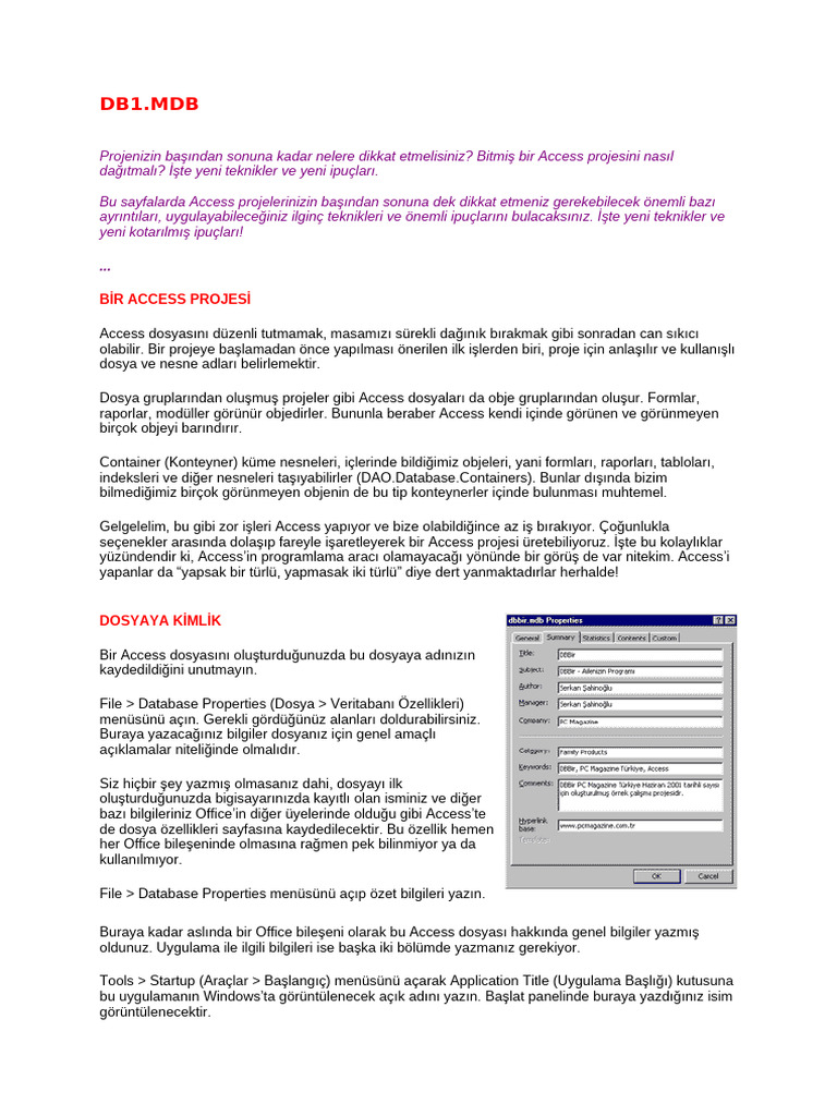 Db1.Mdb: Bir Access Projesi | PDF