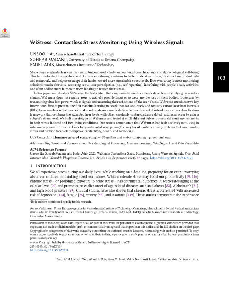 IMWUT'21 WiStress | PDF | Stress (Biology) | Heart Rate