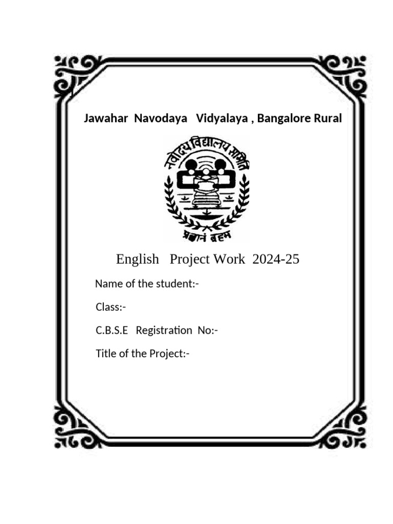 Project Work Cover Page New | PDF