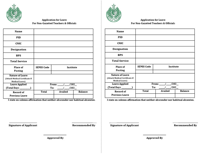 Blank Application For Leave | PDF