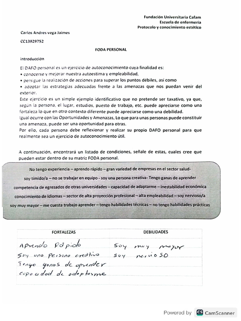 DAFO Carlos Andrés Vega. | PDF