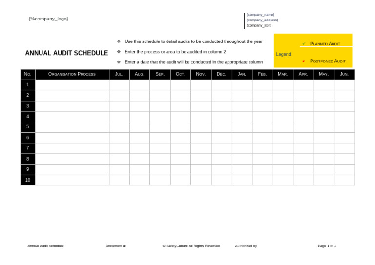 Annual Audit Schedule Template | PDF