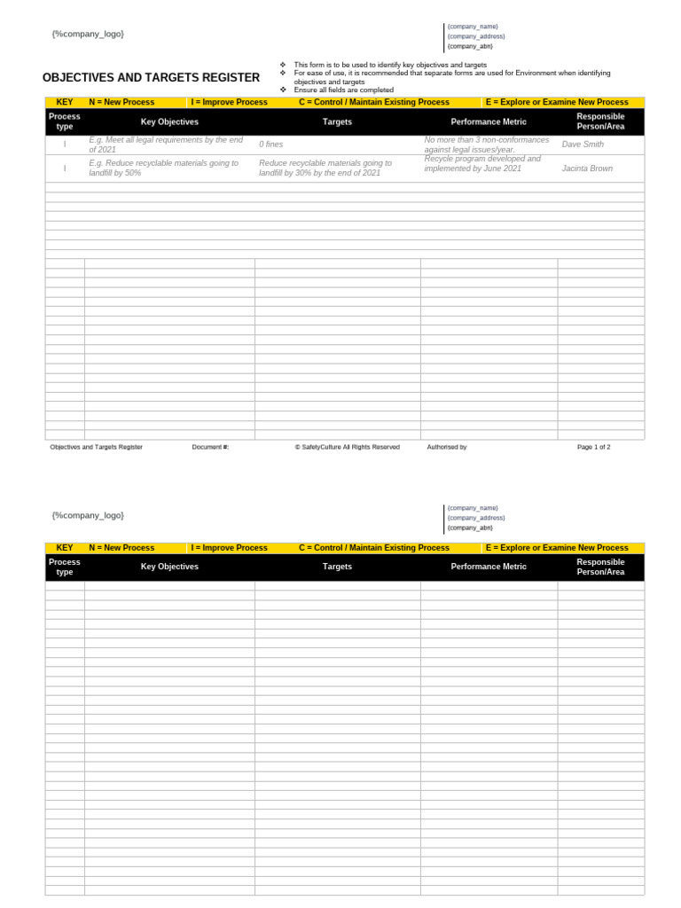 31301-1 - APP Objectives and Targets Register | PDF | Recycling ...