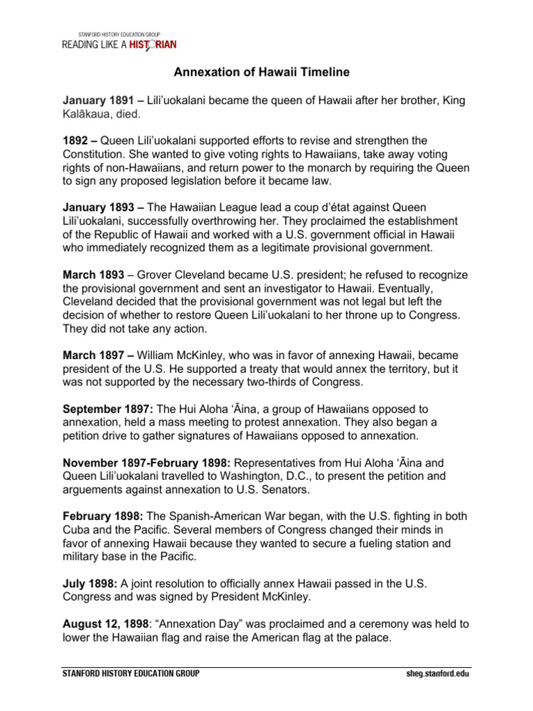 Hawaii Annexation Student Materials - 0 | PDF | Government | Hawaii