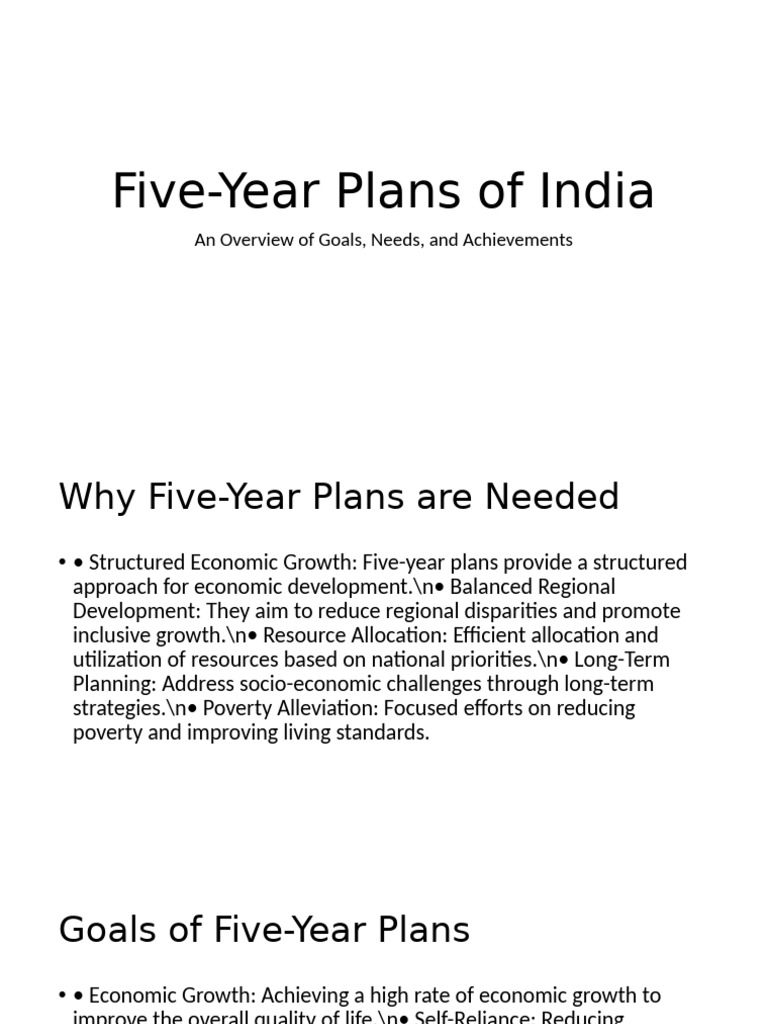 Overview of India's Five-Year Plans | PDF | Economic Growth ...