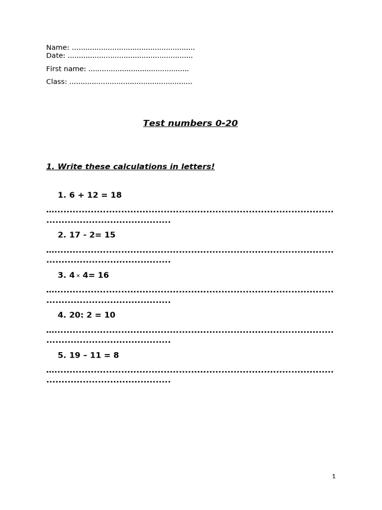 test numbers | PDF