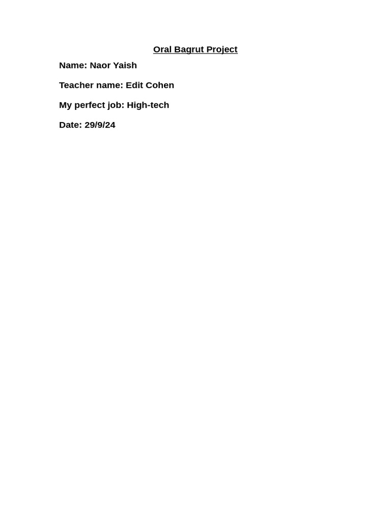 Oral Bagrut Project | PDF