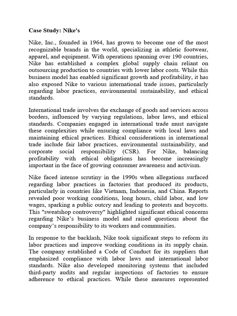 NIke Case | PDF | Corporate Social Responsibility | Regulatory Compliance