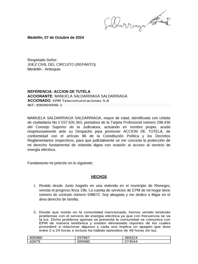 Tutela EPM | PDF | Justicia | Crimen y violencia