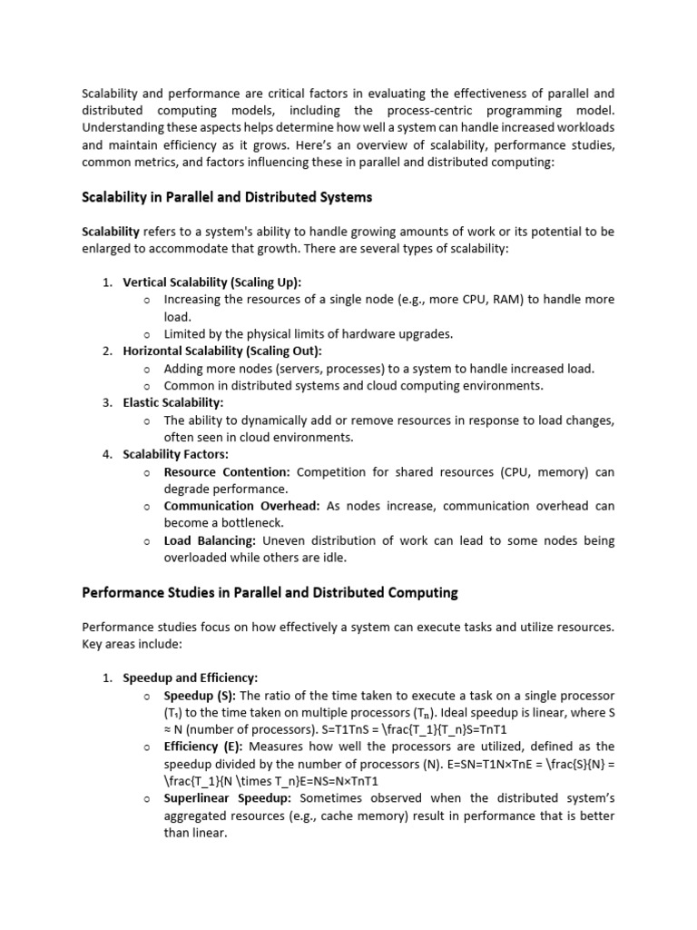 Scalability And Performance Pdf Scalability Parallel Computing