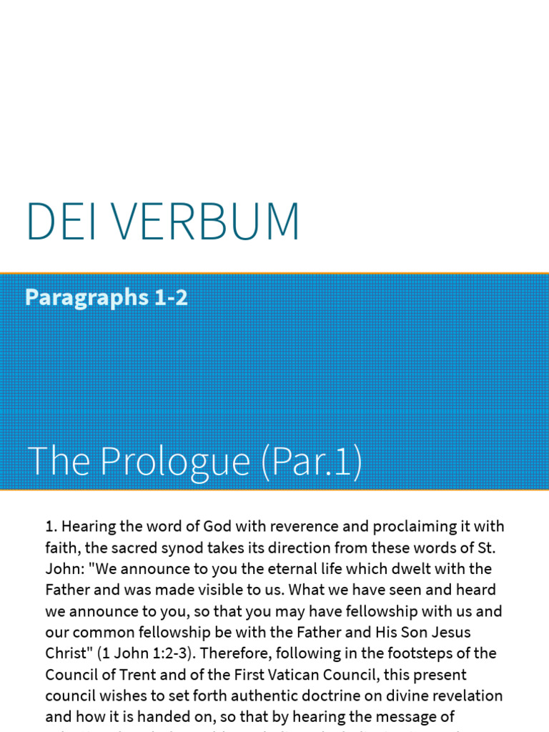 Dei Verbum 21 02 22 Parag 1 2 | PDF | Sacred Mysteries | Revelation