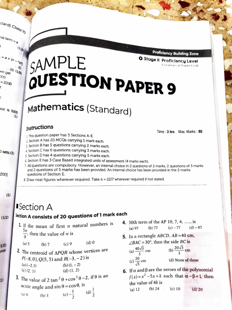 Sample Paper 9 | PDF | Circle | Quadratic Equation