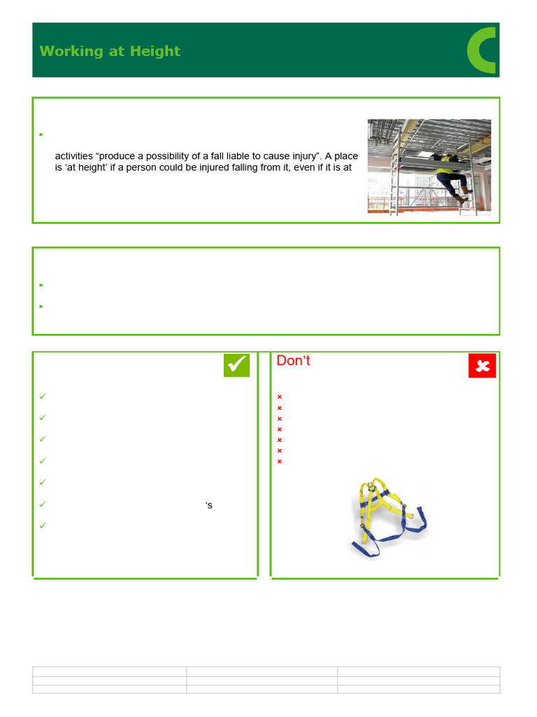 Working at Height Awareness | PDF