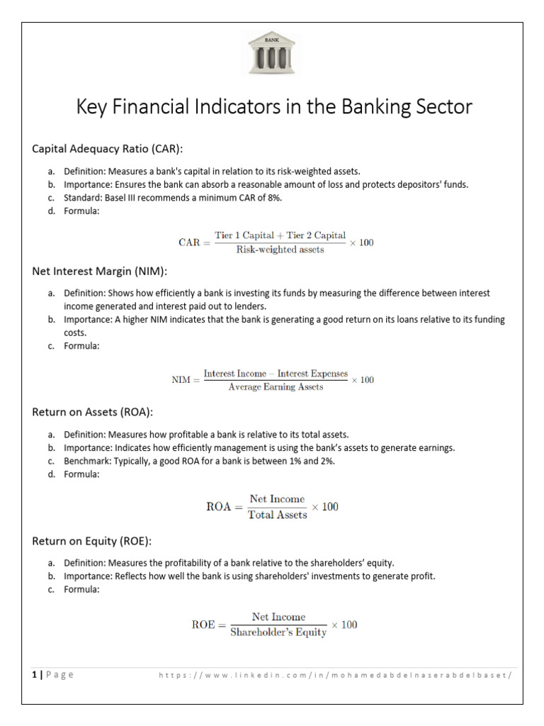 Key Financial Indicators for Banks | PDF | Banks | Basel Iii