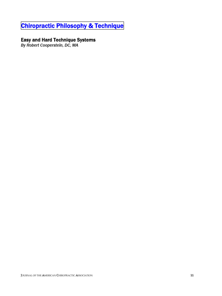 Thompson Easy and Hard Tecjnique | PDF | Chiropractic | Medicine