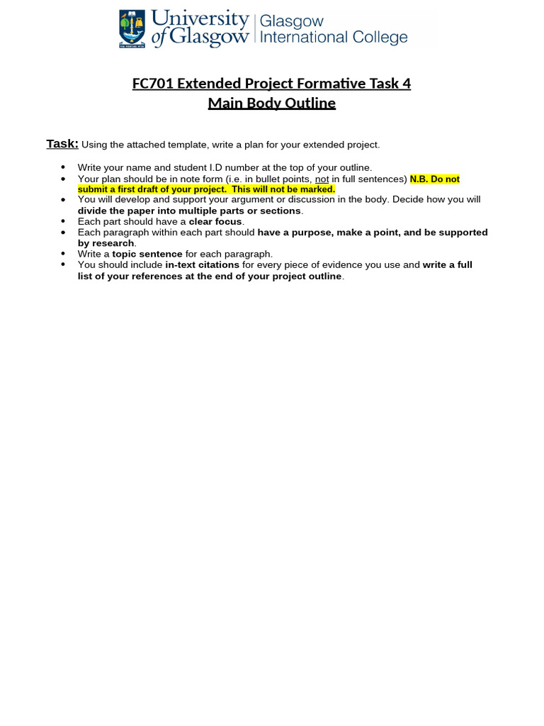 Extended Project Outline Template | PDF