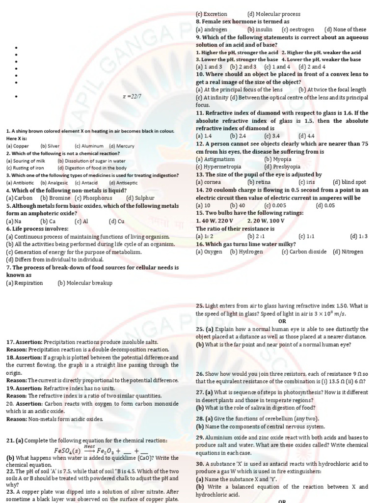 10 Class Halfyearly Paper 2024 | PDF | Plant Hormone | Redox