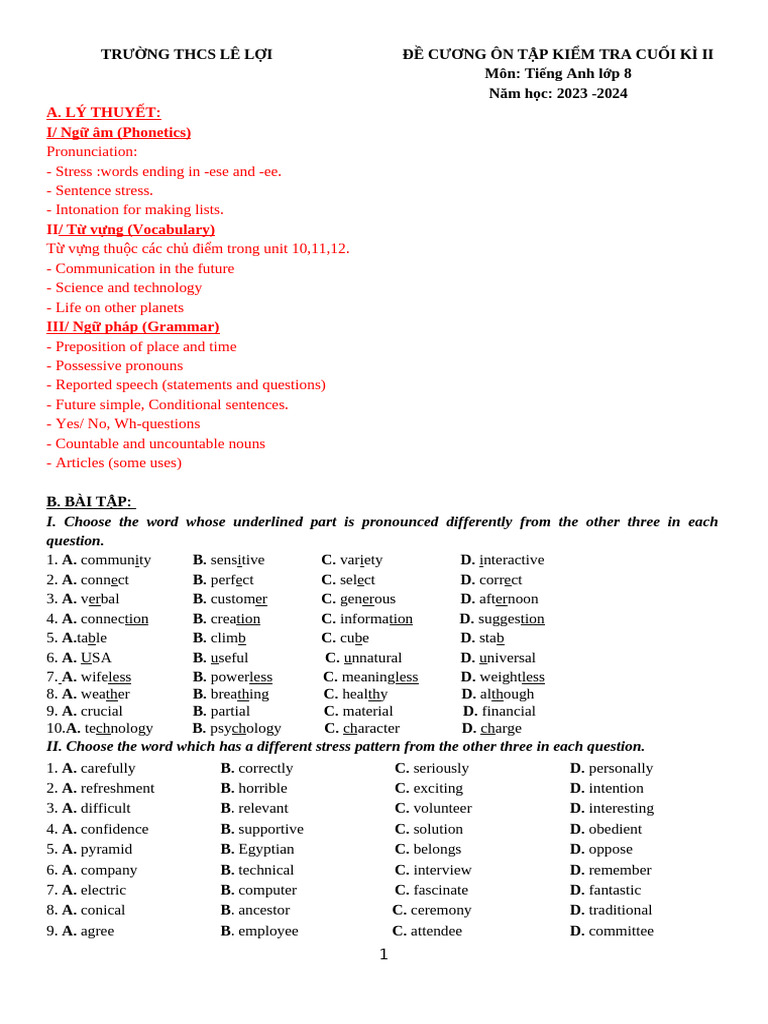 ĐC Anh 8 LL cK2 2023-2024 | PDF | International Space Station | Nasa