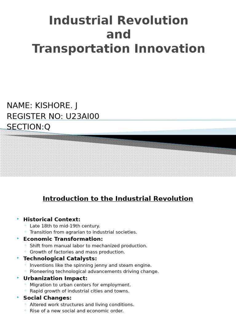 Transportation Innovations in the Industrial Revolution | PDF ...