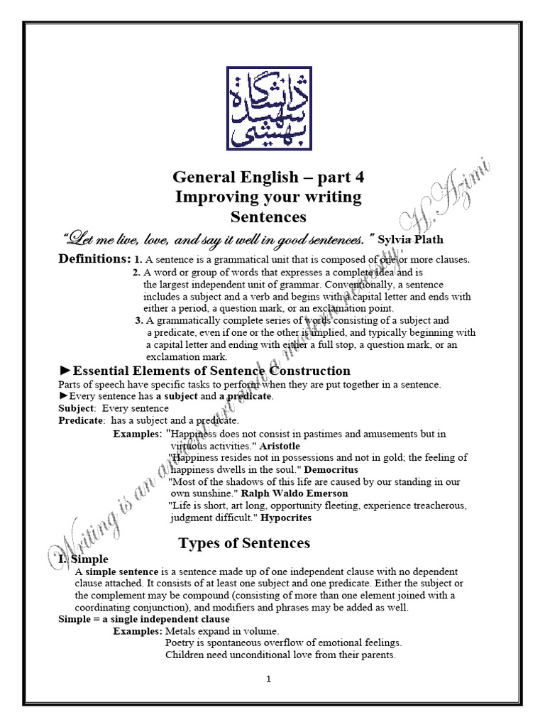General English - Part4 - Writing - Clauses and Sentences 3-SBU | PDF | Semantic Units | Syntax
