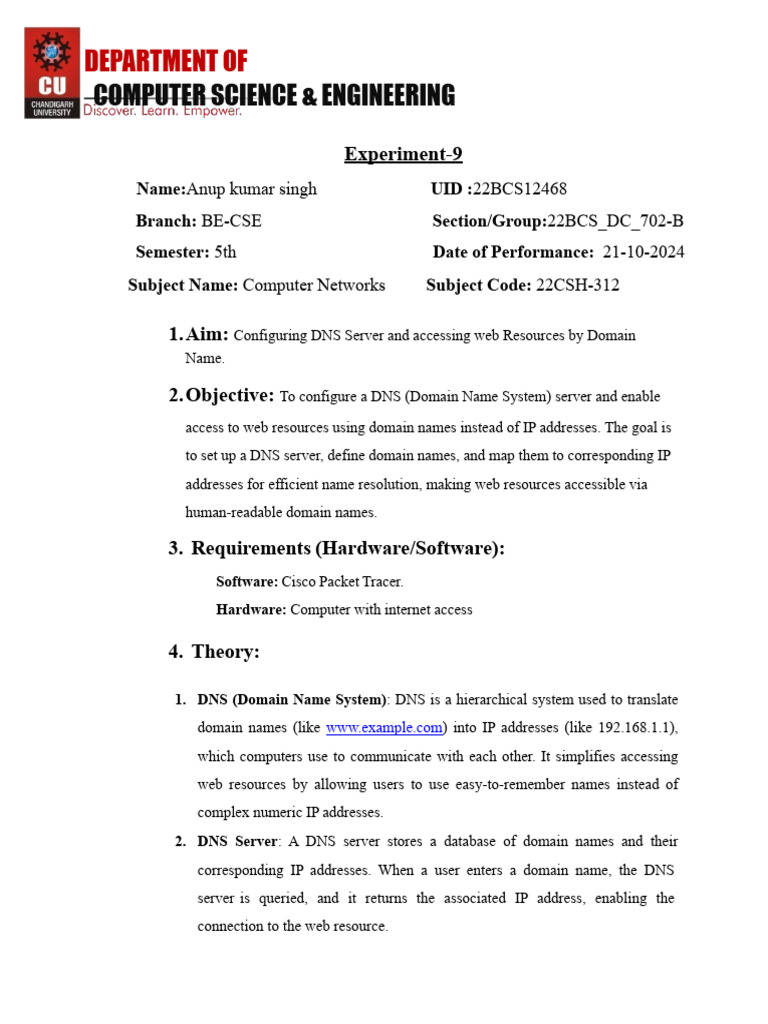 Anup CN - 9-1-4 | PDF | Domain Name System | Domain Name
