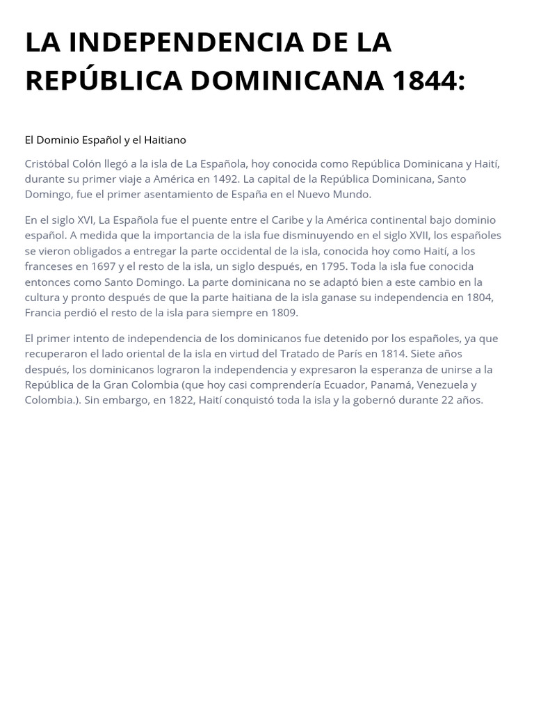 La Independencia de La República Dominicana 1844. - 20241020 - 144457 ...