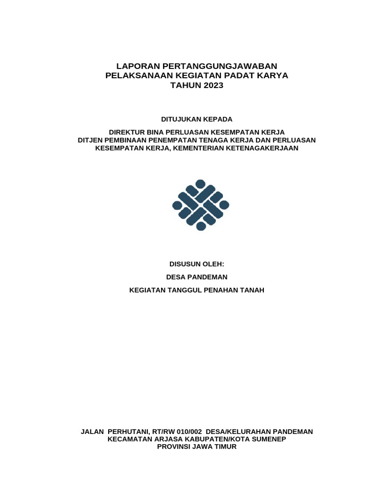 Format LPJ Padat Karya 2023 | PDF