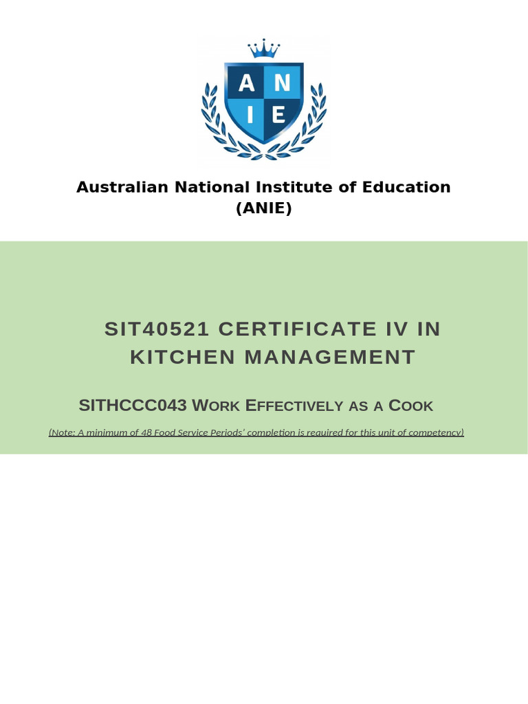 Work Placement Logbook for Cooks | PDF | Menu | Recipe