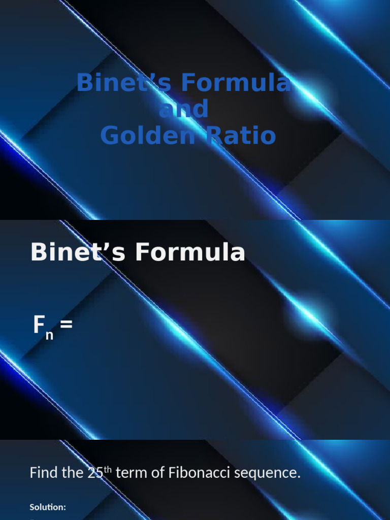 Binet's Formula and Golden Ratio (Application) | PDF