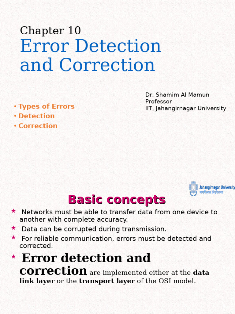 Error Detection And Correction Pdf Error Detection And Correction Algorithms
