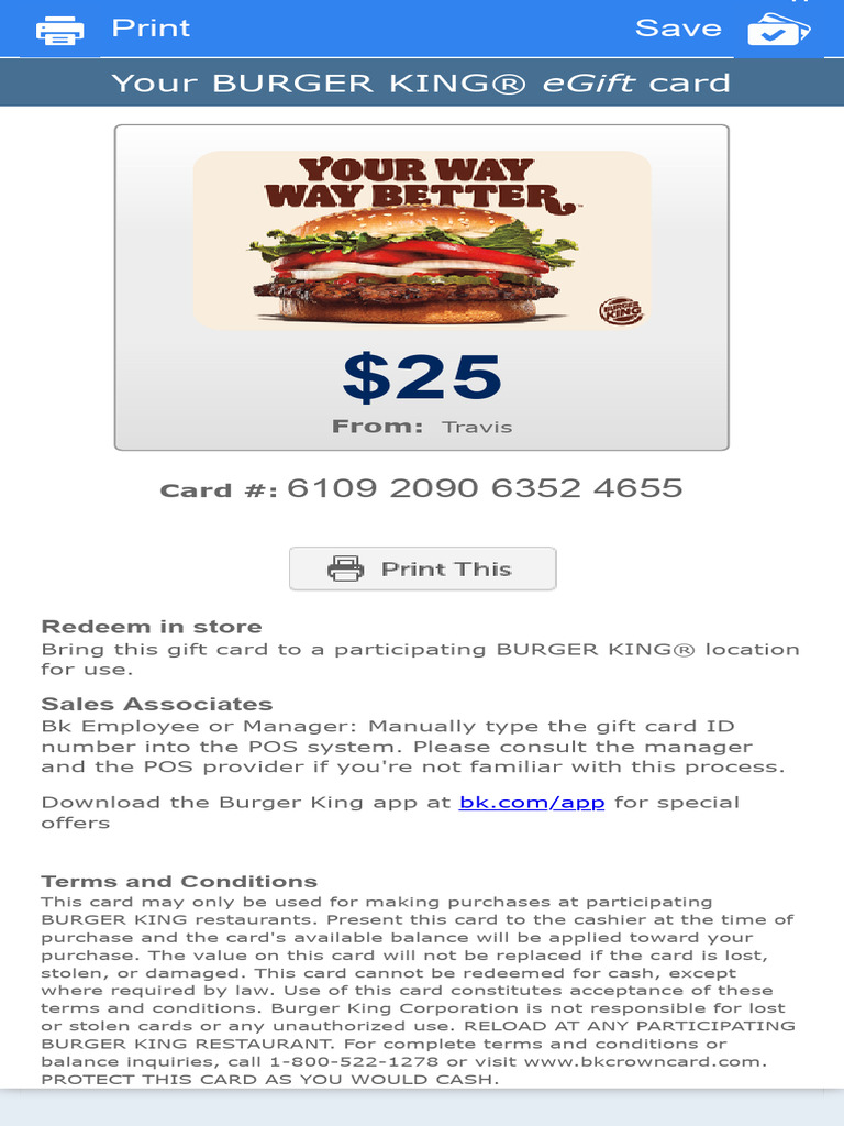 Your BURGER KING® Egift Card | PDF
