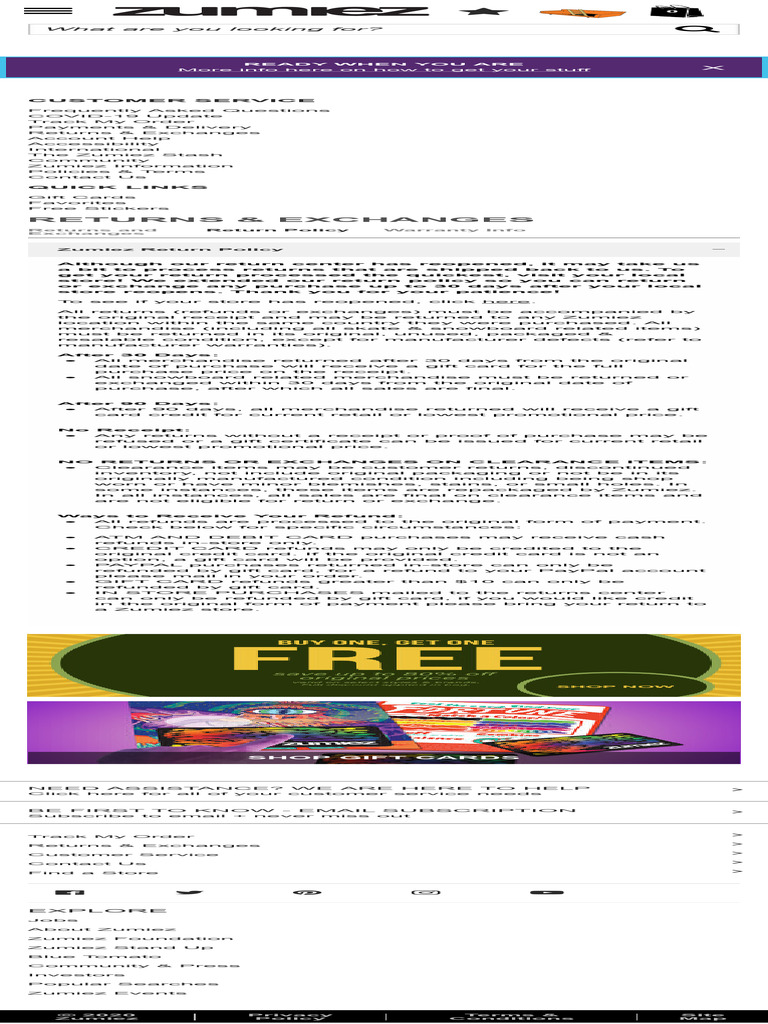 Returns & Exchanges Help Zumiez | PDF | Credit Card | Receipt