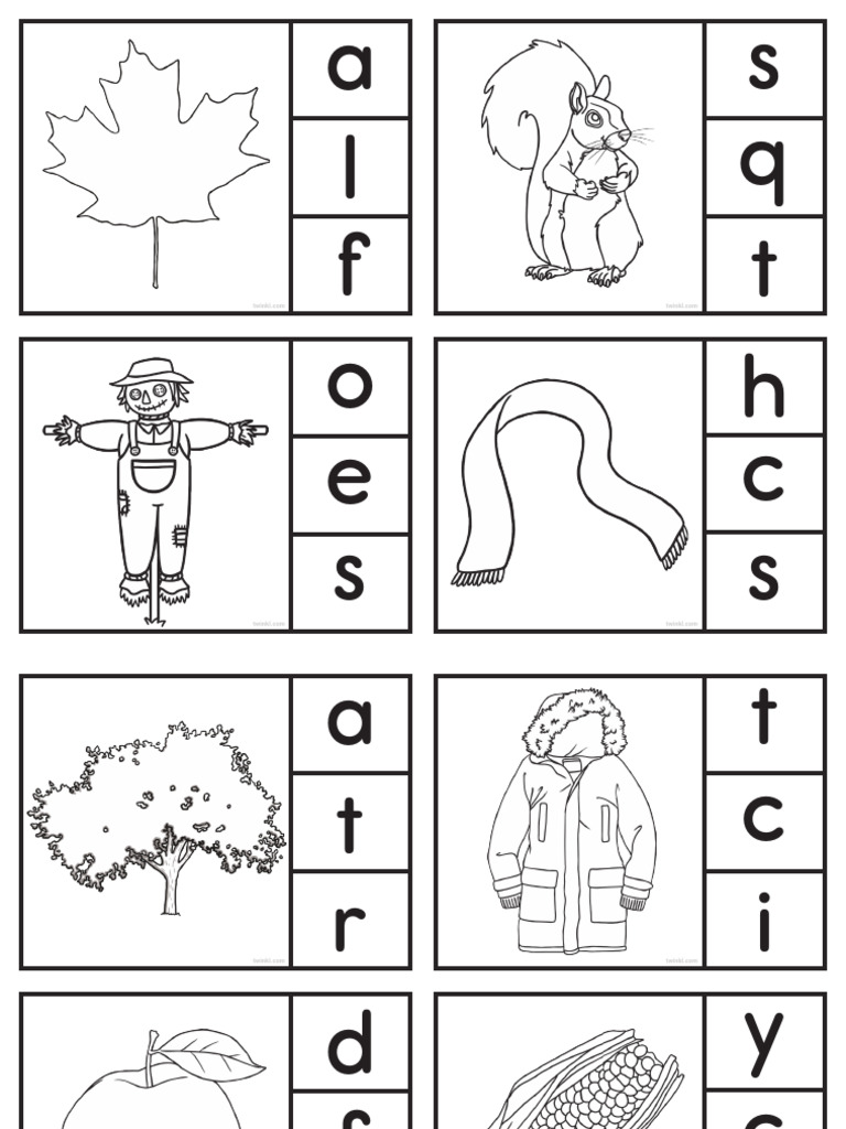 BW Fall Initial Sounds Clip Card Activity | PDF | Casa e Jardim | Arte