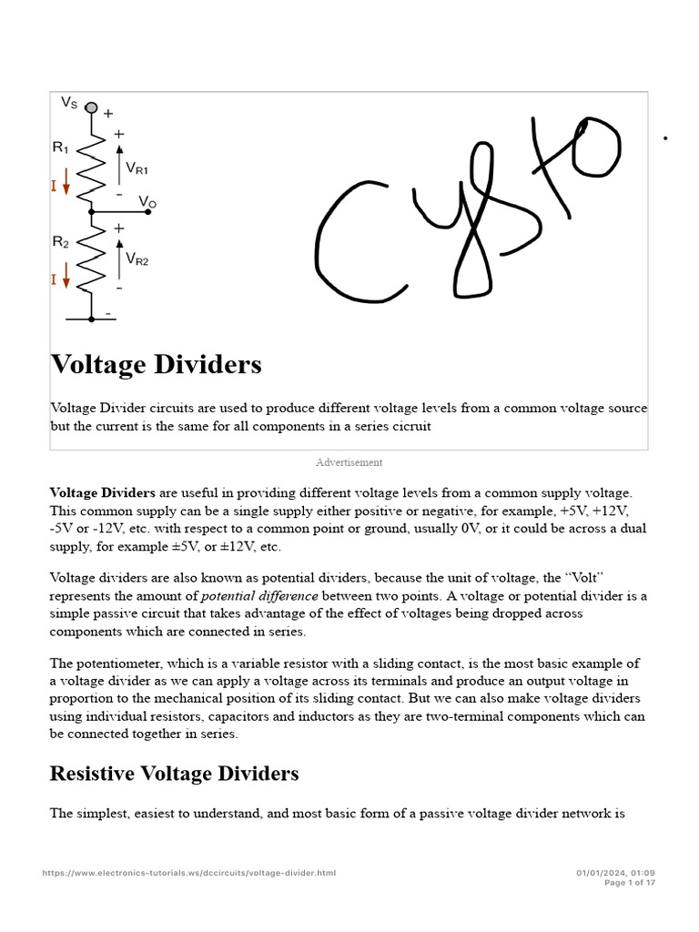 Voltage Dividers And Voltage Division Circuits Pdf Series And