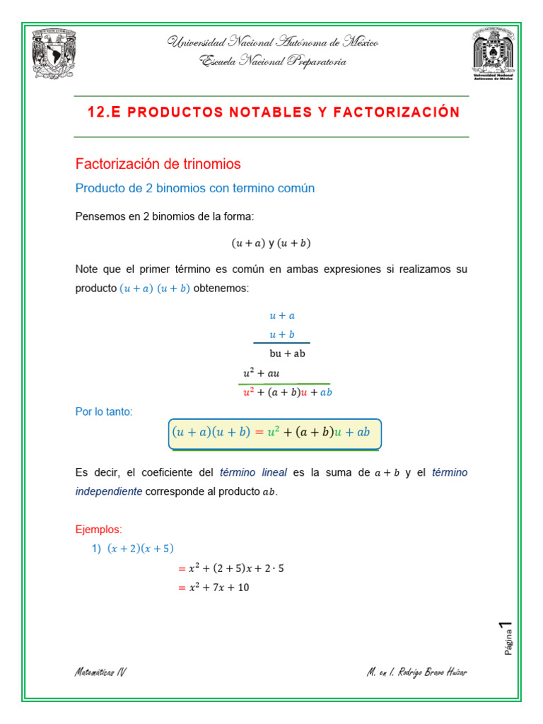 FAI CL 12e Fundamentos de Algebra RBH | PDF | Factorización | Objetos matemáticos