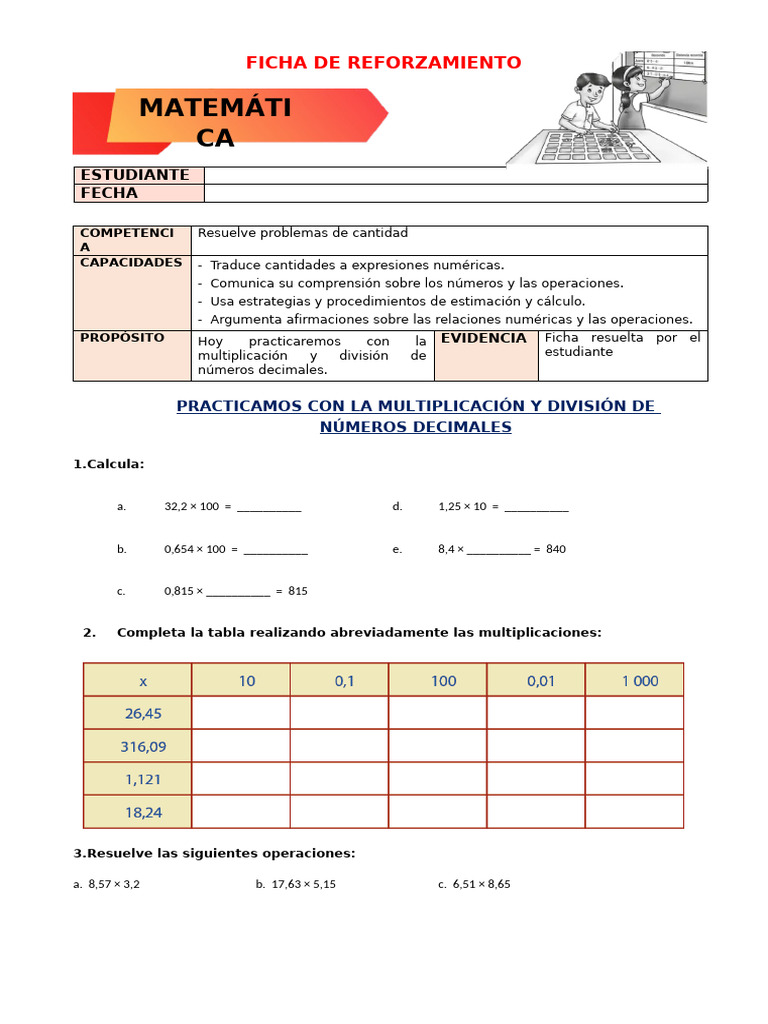Reforz-Mat-Practicamos Con La Multiplicación y División de Números ...