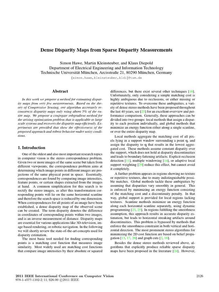 Dense Disparity Maps From Sparse Disparity Measurements | PDF | Algorithms | Applied Mathematics