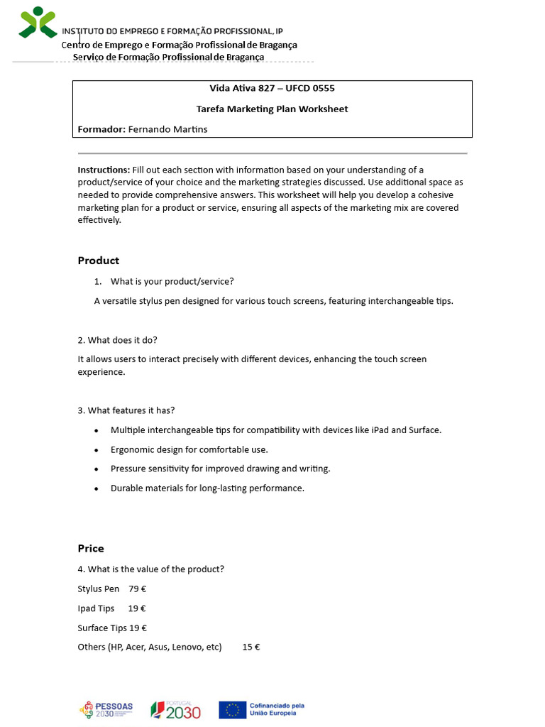 Marketing Plan Worksheet | PDF
