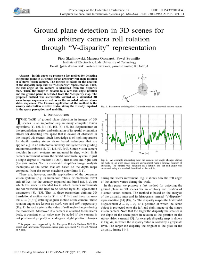 Ground Plane Detection in 3D Scenes For | PDF | Computer Vision | 3 D Computer Graphics