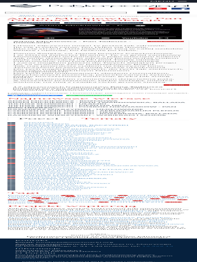 Adam Mickiewicz - Pan Tadeusz - Inwokacja - Polska-Poezja - PL | PDF