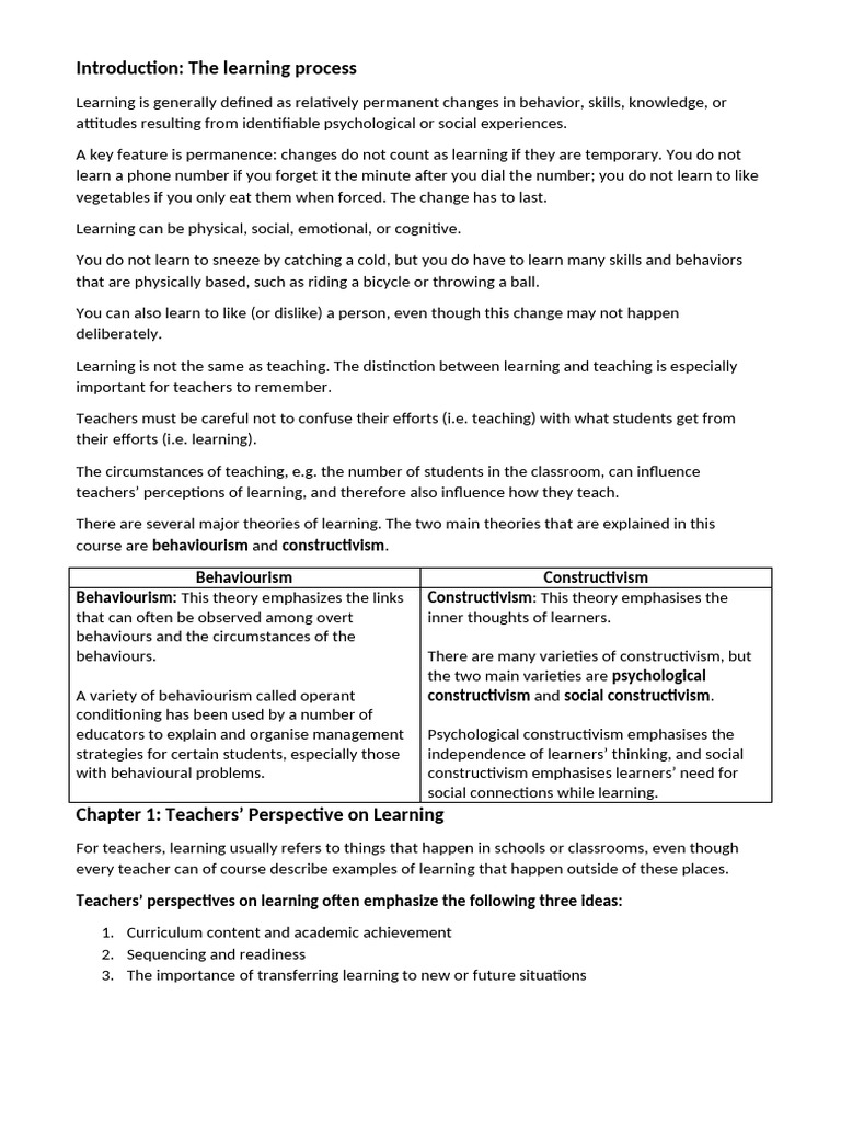 The Learning Process | PDF | Constructivism (Philosophy Of Education ...