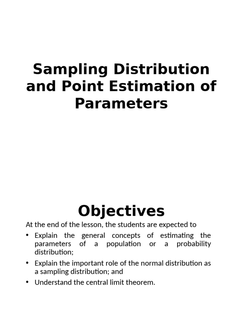 TOPIC 6 Sampling Distribution and Point Estimation of Parameters | PDF ...
