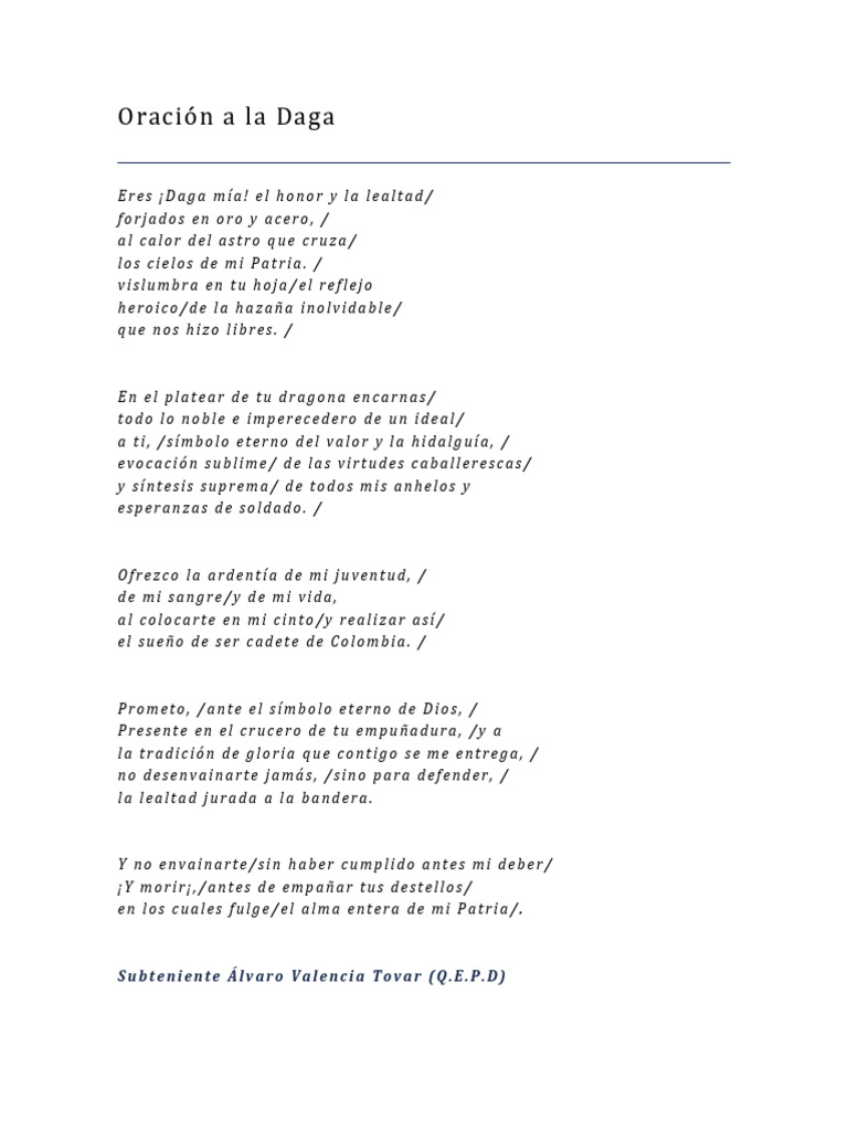Oración a la Daga | PDF