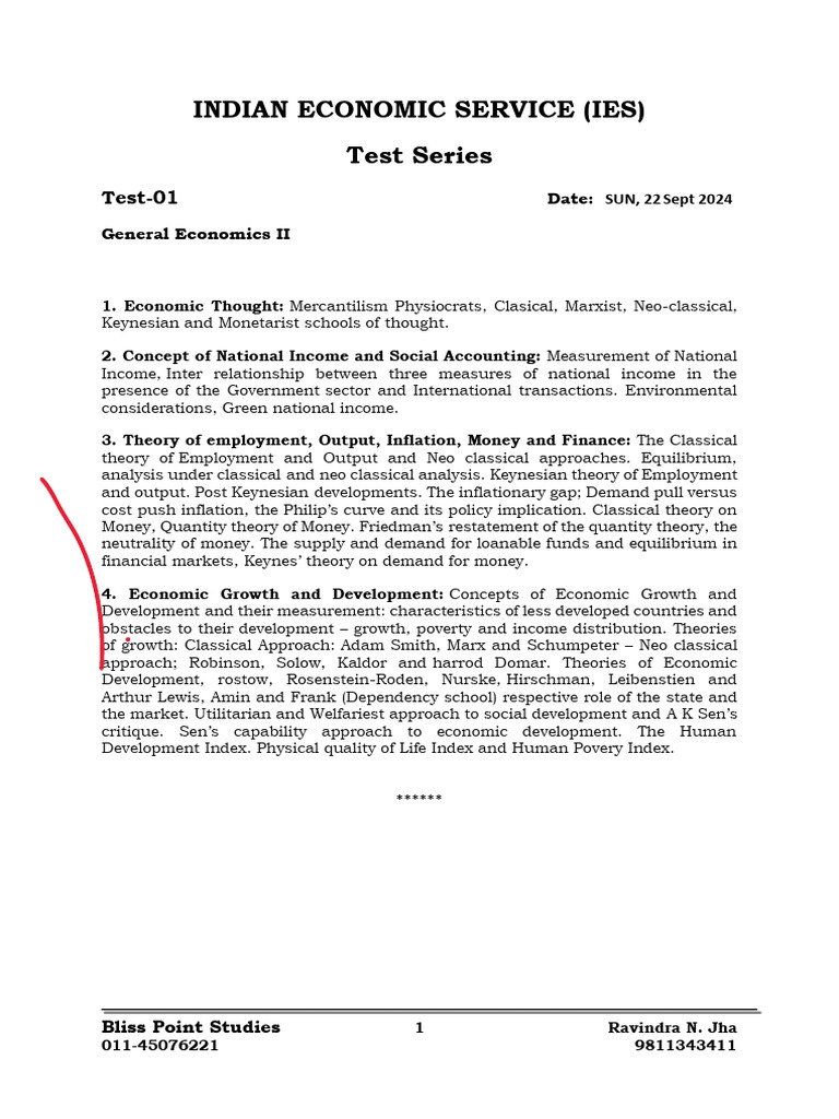 IES 22 SEP TEST SCHEDULE 2024 (2) | PDF | Economics | Fiscal Policy