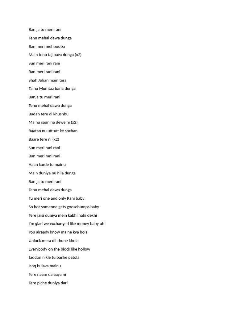 Ban Ja Tu Meri Rani | PDF