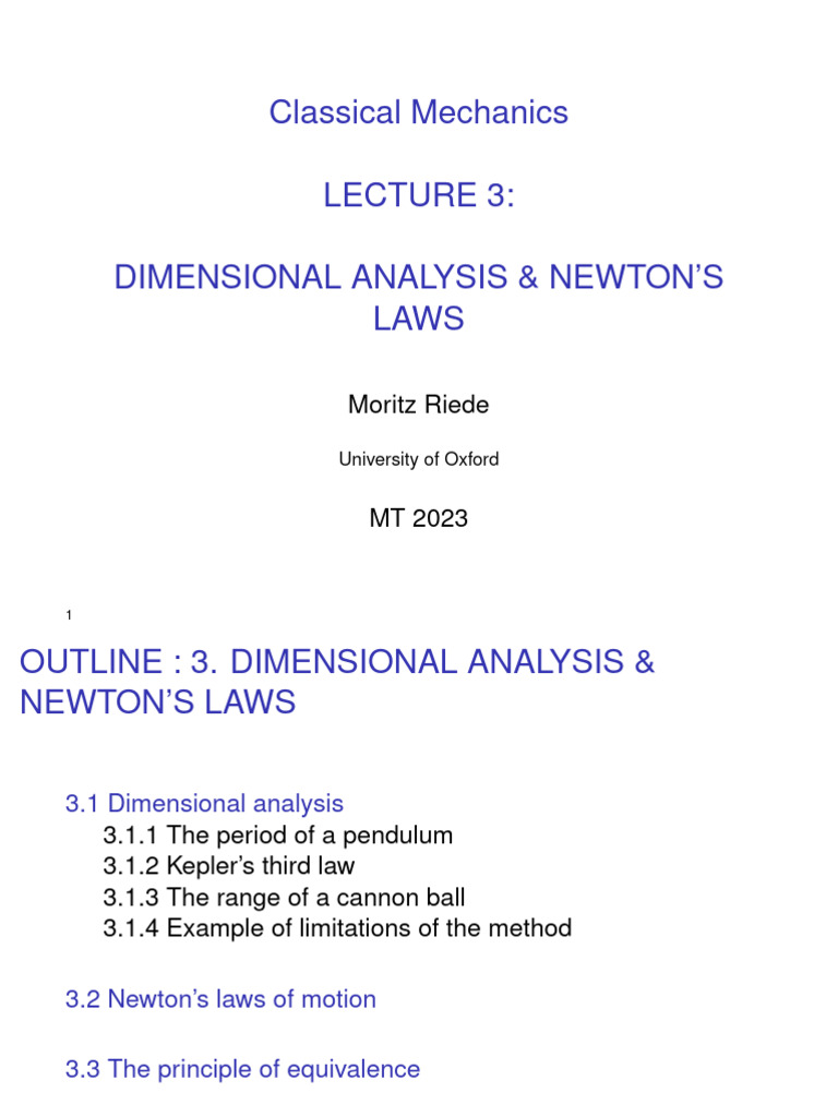 CP1 Mechanics 2023-Lecture3-Handout Full | PDF | Force | Momentum