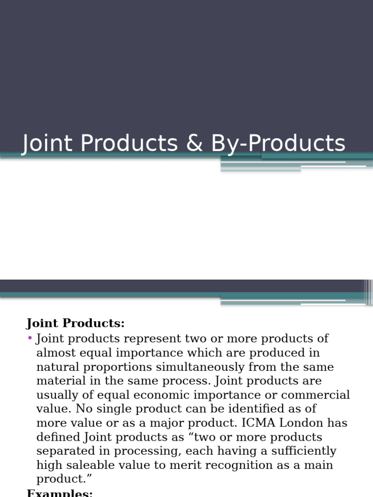 Understanding Joint Products and By-Products | PDF | Market Value ...
