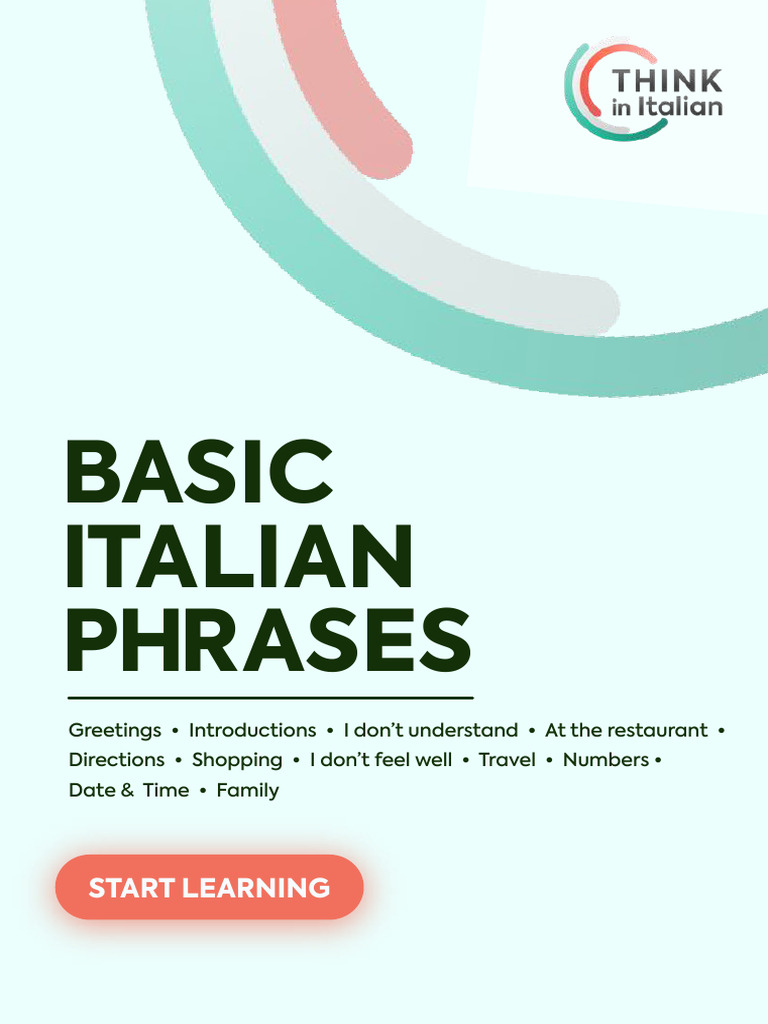 Basic Italian Phrases, Think in Italian | PDF
