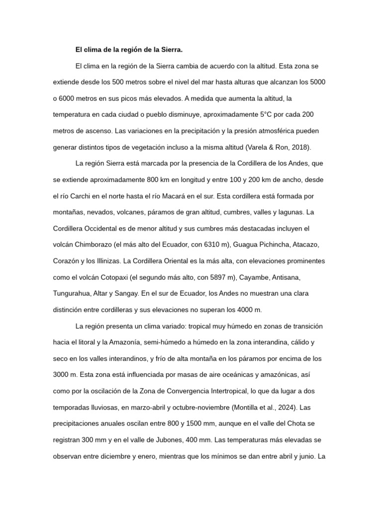 Clima y altitud en la región Sierra | PDF | Andes | Clima