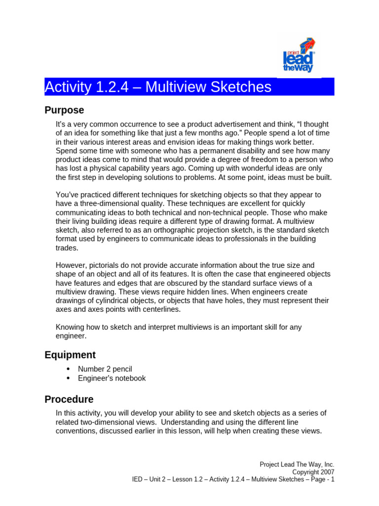 Activity1 2 4multiview Sketches | PDF | Drawing